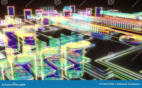 Microchips In X Rays In Abstract 3d Style Futuristic Information Technology Communication