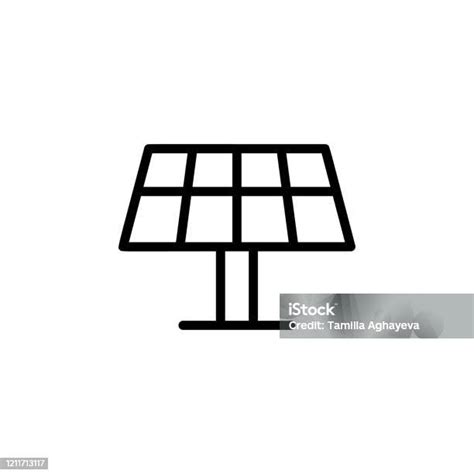 태양 전지 아이콘 Ui 및 Ux 웹 사이트 또는 모바일 응용 프로그램에 대한 에코 아이콘의 간단한 얇은 라인 개요 벡터 0명에