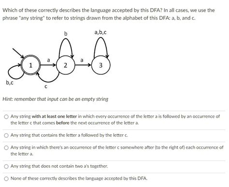 Which Of These Correctly Describes The Language Accepted By This Dfa In All Cases We Use The