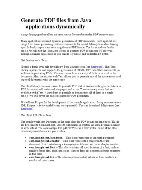 Generate Pdf Files From Java Applications Dynamically Pdf Library