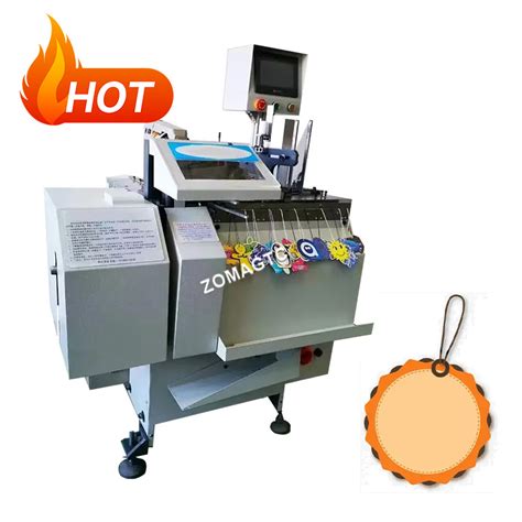 automatic hangtag making tagging threading label string inserting hang