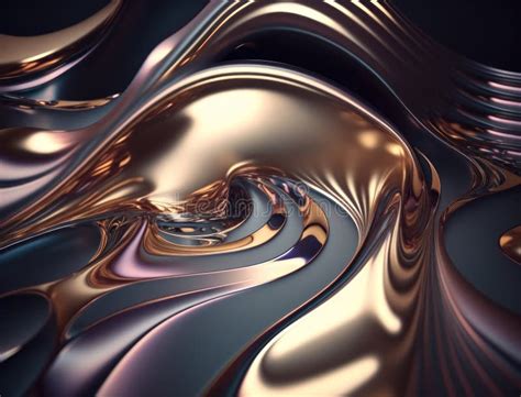 A Metallic Abstract Wavy Liquid Background Generative Ai Technology Stock Illustration