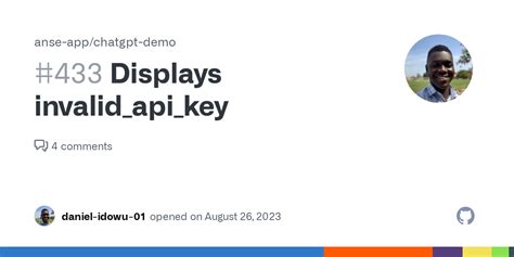 Displays Invalid Api Key Issue Anse App Chatgpt Demo GitHub
