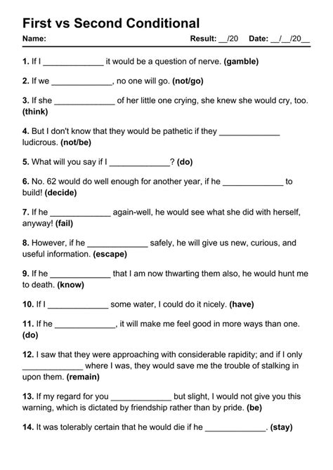 101 Printable First Vs Second Conditional Pdf Worksheets Grammarism