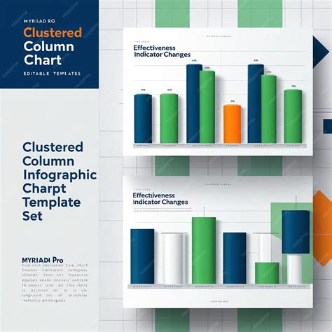 Clustered Column Infographic Chart Design Template Set Compare