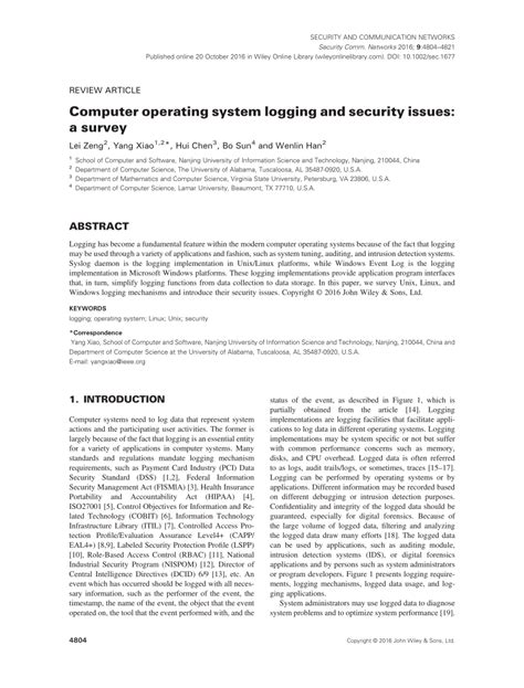 Pdf Computer Operating System Logging And Security Issues A Survey