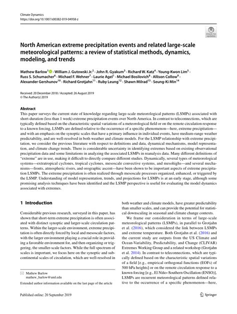 Pdf North American Extreme Precipitation Events And Related Large