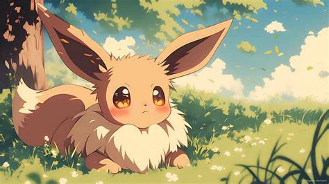 Pikachu Eevee Sitting Under Umbrella Rainy Pc Wallpaper 4k ☔