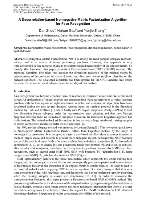 A Decorrelation Based Nonnegative Matrix Factorization Algorithm For