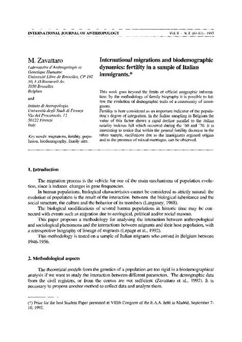 pdf international migrations and biodemographic dynamics fertility