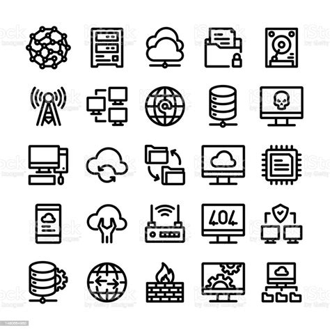 네트워크 기술의 벡터 그림 그래픽입니다 편집 가능한 획 크기 간단한 격리 아이콘입니다 기호 기호 요소 아이콘 세트 가상현실에 대한 스톡 벡터 아트 및 기타 이미지 Istock