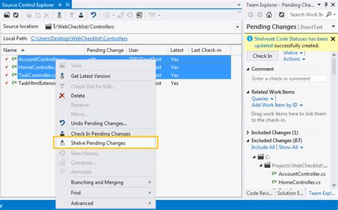 Creating Review From TFS Shelveset