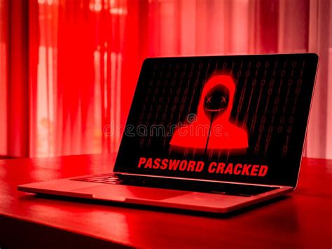 password cracked remote access scam hacker digital online cyber crime concept red scammer