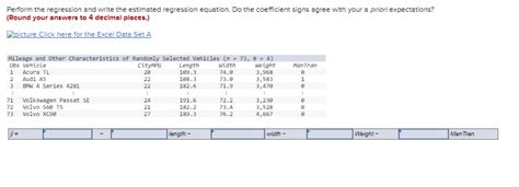 Solved Perform The Regression And Write The Estimated