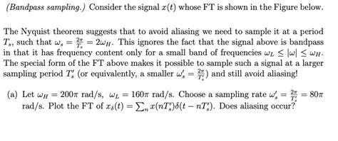 solved bandpass sampling consider the signal x t whose
