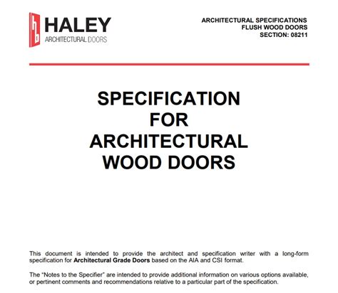 Specifications Haley Bros