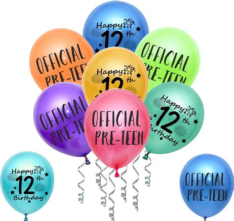 12th Birthday Balloons Pack Of 30 Assorted Color Official