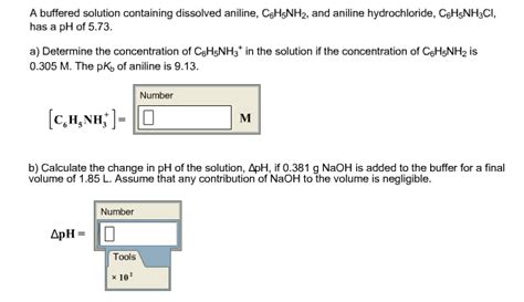 solved a buffered solution containing dissolved aniline