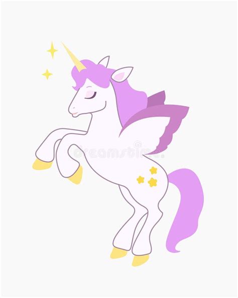 Small Unicorn A Cute Unicorn With Wings Stands On Its Hind Legs Vector