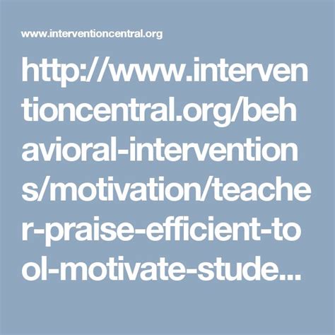 The Power Of Teacher Praise