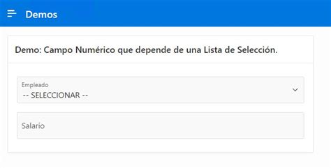 Elemento de tipo numérico que depende de un elemento de tipo lista de selección Aprender