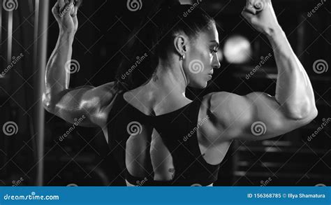Strong Woman Showing Her Muscles Stock Video Video Of Sport Figure
