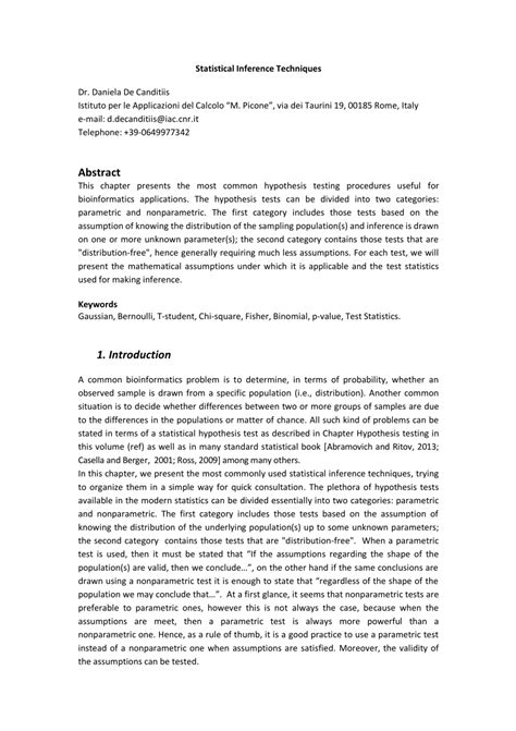 Pdf Statistical Inference Techniques