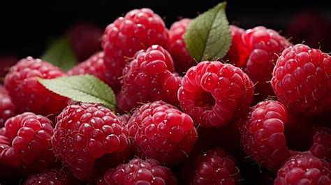 Premium Ai Image Fresh Red Raspberry Background