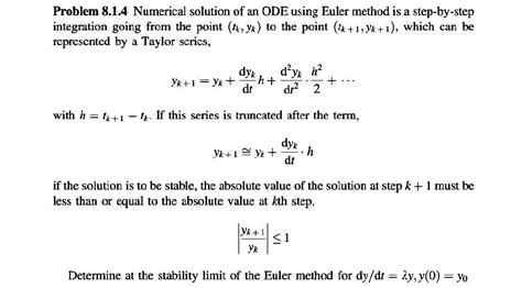 Solved Problem Numerical Solution Of An Ode Using Chegg