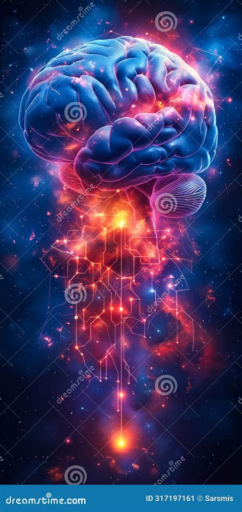 Brain With Interstellar Connections Symbolizing Complex Neural Networks Against A Cosmic