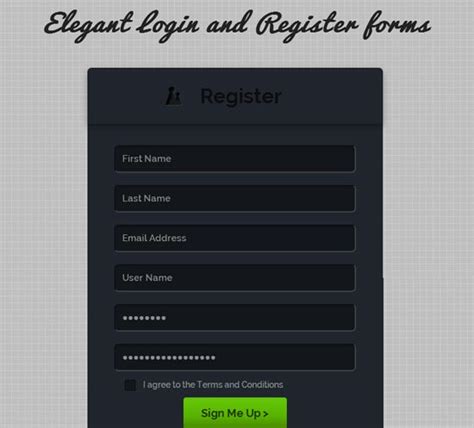 Best Free HTML CSS Registration Form Templates FreshDesignweb