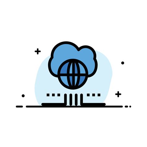 World Marketing Network Cloud Business Flat Line Filled Icon Vector