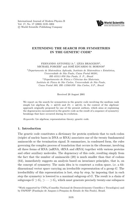 Pdf Extending The Search For Symmetries In The Genetic Code