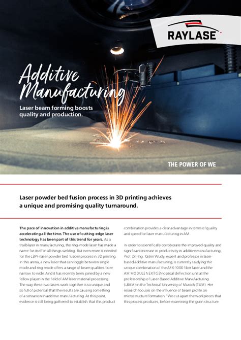 Additive Manufacturing Laser Beam Forming Boosts Quality And Production Professorship Of