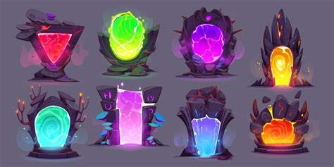 Cartoon Game Portal Magic Vortex Tunnel Archway Vector Image