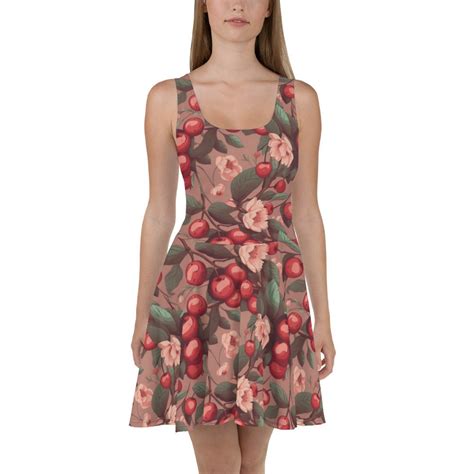 Cherry Jubilee Vintage Styled Cherry Print Dress Skater Etsy