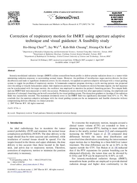 Pdf Correction Of Respiratory Motion For Imrt Using Aperture Adaptive Technique And Visual