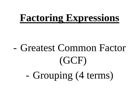 Pdf Factoring Gcf And Grouping Dokumentips