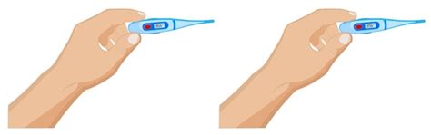 Premium Vector Mans Hand Holds An Electronic Thermometer With A Normal Body Temperature Of 36