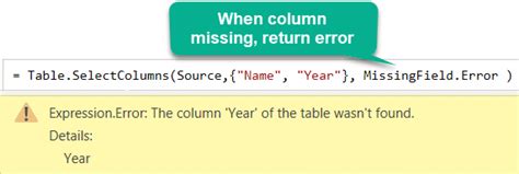 MissingField Error Enumeration Power Query M