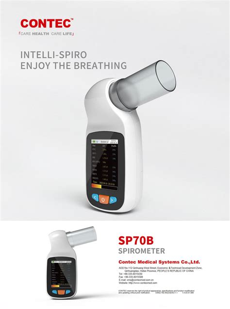 Contec Digital Spirometer Sp70b Lung Breathing Diagnostic Vitalograph