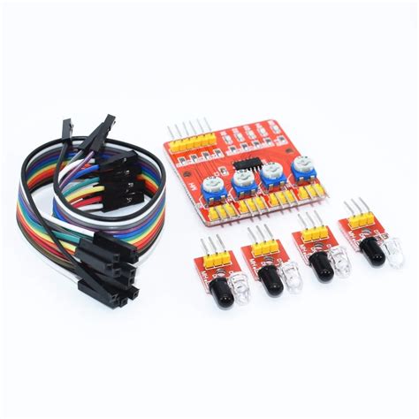 10 Set 4 Channel 4 Road Infrared Detector Tracing Photoelectric Sensor Smart Car Tracking Module