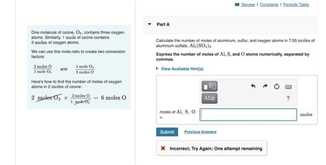 Solved One Molecule Of Ozone O3 Contains Three Oxygen