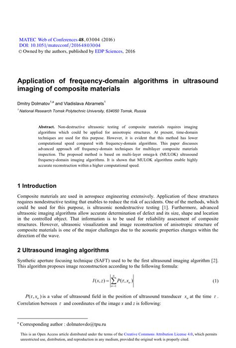 pdf application of frequency domain algorithms in ultrasound imaging