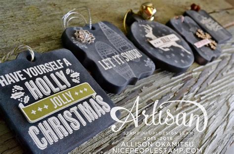 Stamped Chalkboard Christmas Ornaments Nice People Stamp