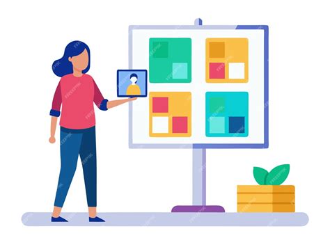 Premium Vector Girl Selected Box On Computer Monitor Modern Technologies And Services Ui