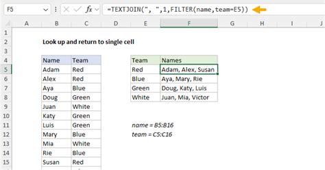 Look Up And Return To Single Cell Excel Formula Exceljet