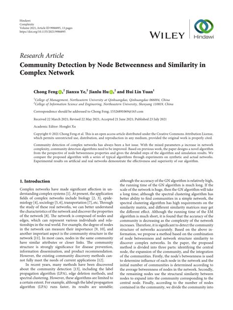 Pdf Community Detection By Node Betweenness And Similarity In Complex