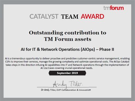 Aiops Catalyst Program Wins Tm Forum Award For “outstanding