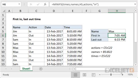 First In Last Out Times Excel Formula Exceljet